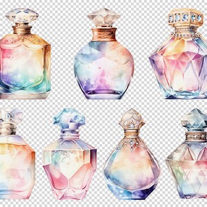 Watercolor Perfume Bottles Clipart Pastel Perfume PNG Bundle Fashion ...