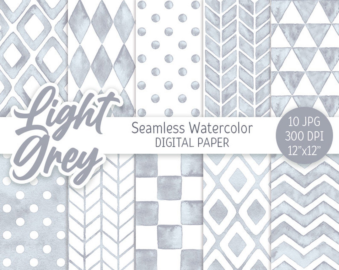 Light Grey Geometric Pattern Watercolor Digital Paper Pack Printable ...