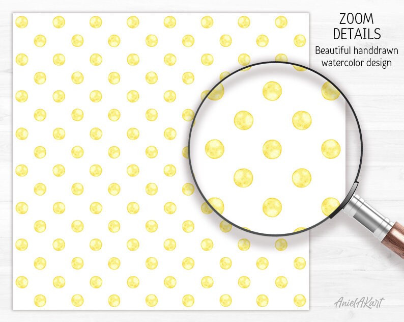 Pastel Yellow Seamless Pattern Watercolor Polka Dot Digital Paper Pack ...