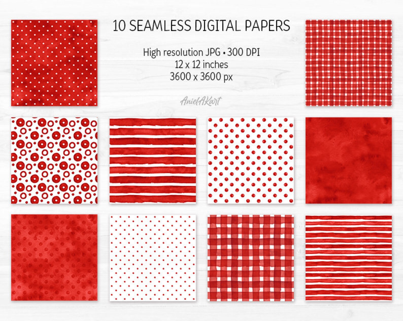 Scarlet Red Seamless Pattern Watercolor Polka Dot Digital - Etsy