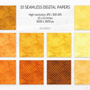 Yellow Orange Polka Dot Watercolor Background Ombre Digital Paper Pack ...