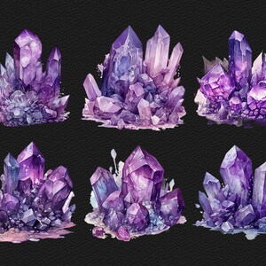 Watercolor Amethyst Clipart Purple Gemstone PNG Amethyst Crystal ...