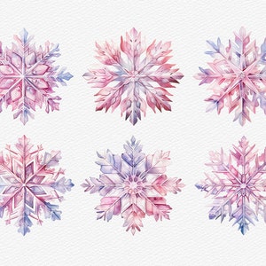 Watercolor Snowflake Clipart Pink Snowflake PNG Watercolor Cozy ...
