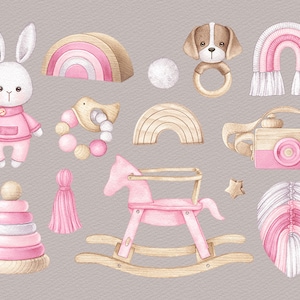 Watercolor Baby Girl Clipart Pink Baby Shower PNG Blush Newborn Clipart ...