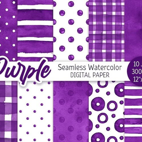 Purple Seamless Pattern Watercolor Polka Dot Digital Paper - Etsy