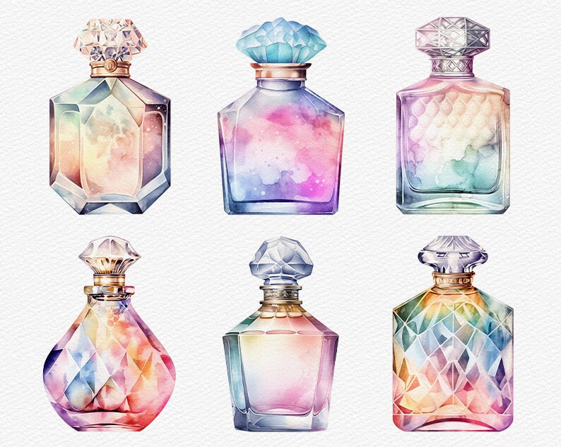 Watercolor Perfume Bottles Clipart Pastel Perfume PNG Bundle - Etsy