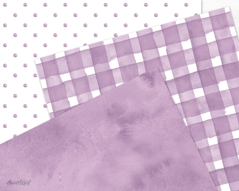 Lilac Purple Seamless Pattern Watercolor Polka Dot Digital | Etsy