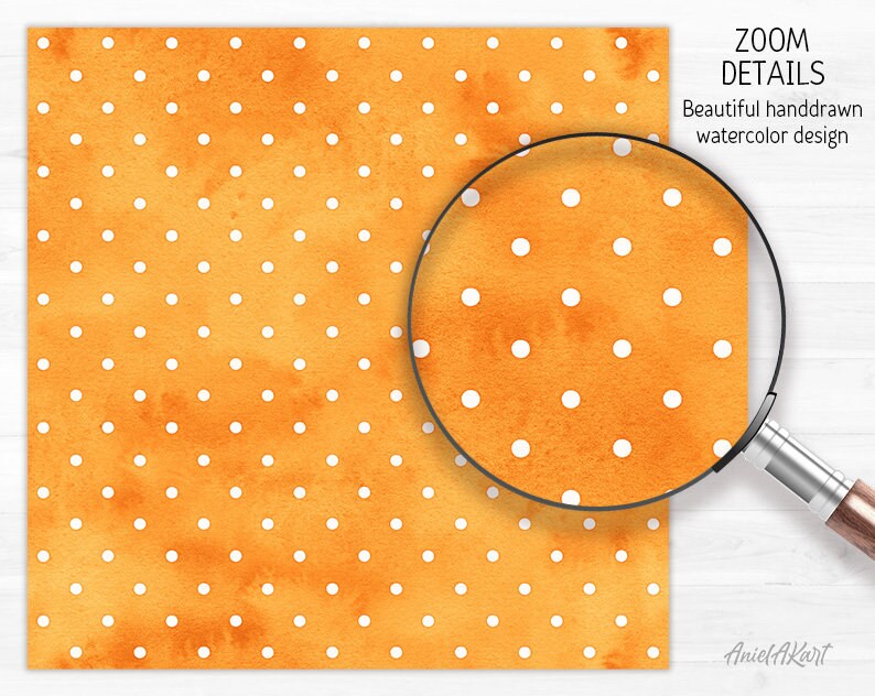 Halloween Digital Paper Pack Watercolor Polka Dot Seamless Pattern ...