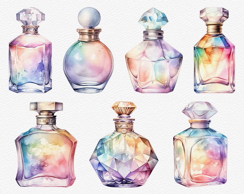 Watercolor Perfume Bottles Clipart Pastel Perfume PNG Bundle - Etsy