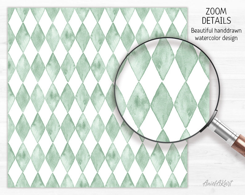Sage Green Geometric Pattern Watercolor Seamless Digital Paper - Etsy