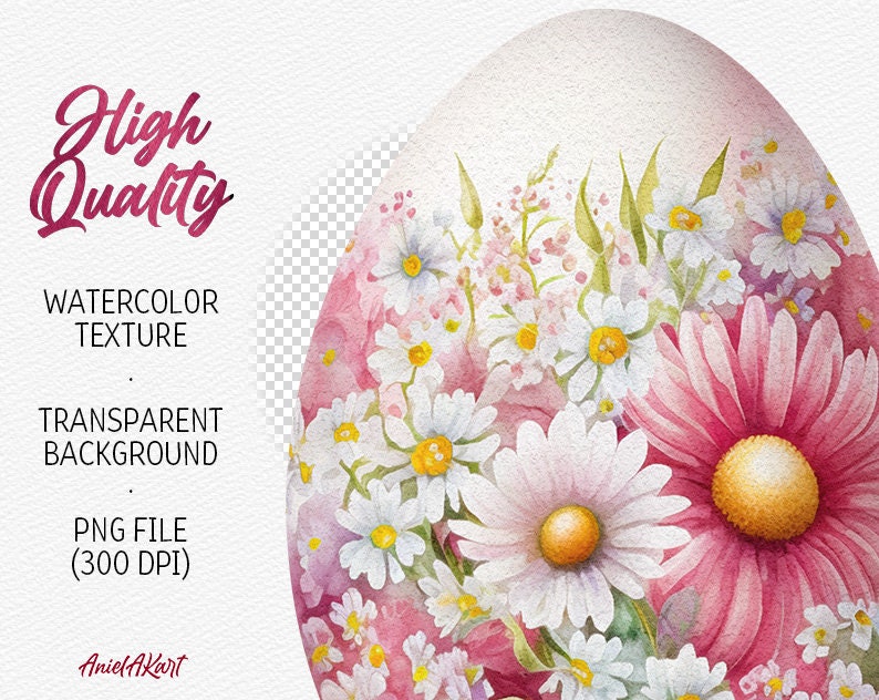 Floral Eggs Watercolor Clipart Easter Egg PNG Bundle Spring Clipart ...