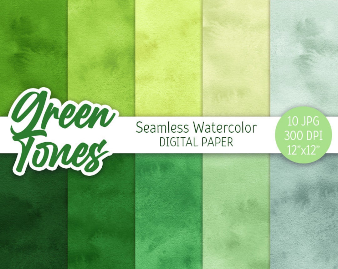 Green Watercolor Background Green Ombre Digital Paper Pack Seamless ...