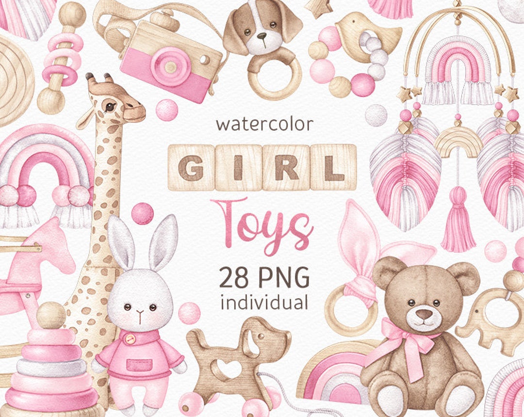 Watercolor Baby Girl Clipart Pink Baby Shower PNG Blush Newborn Clipart ...
