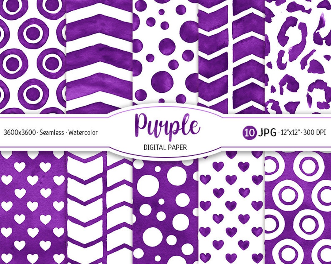 Purple Digital Paper Pack Watercolor Confetti Seamless Pattern ...