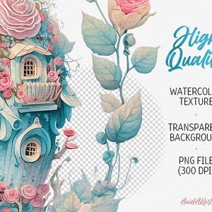 Pastel Fairy House Clipart Watercolor Flower Fairy House PNG ...