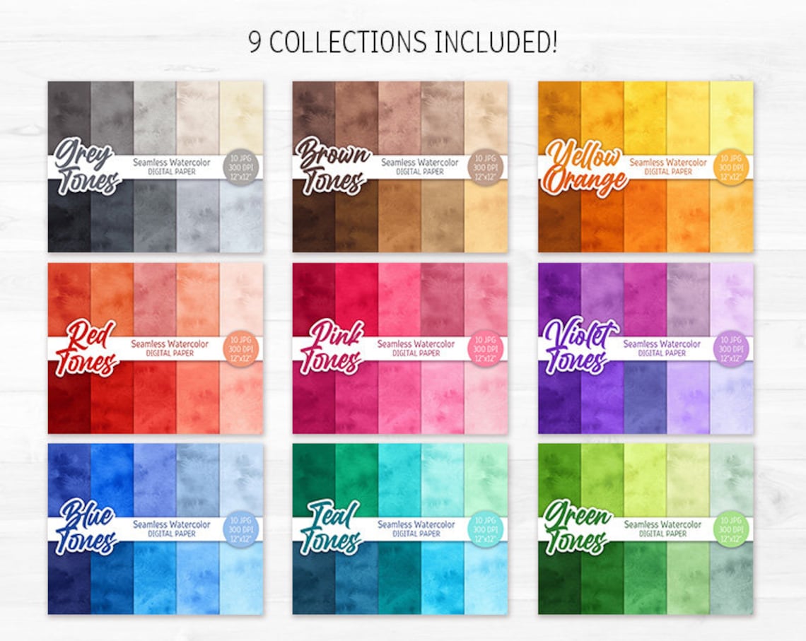 90 Watercolor Texture Digital Paper Pack Bundle Rainbow - Etsy