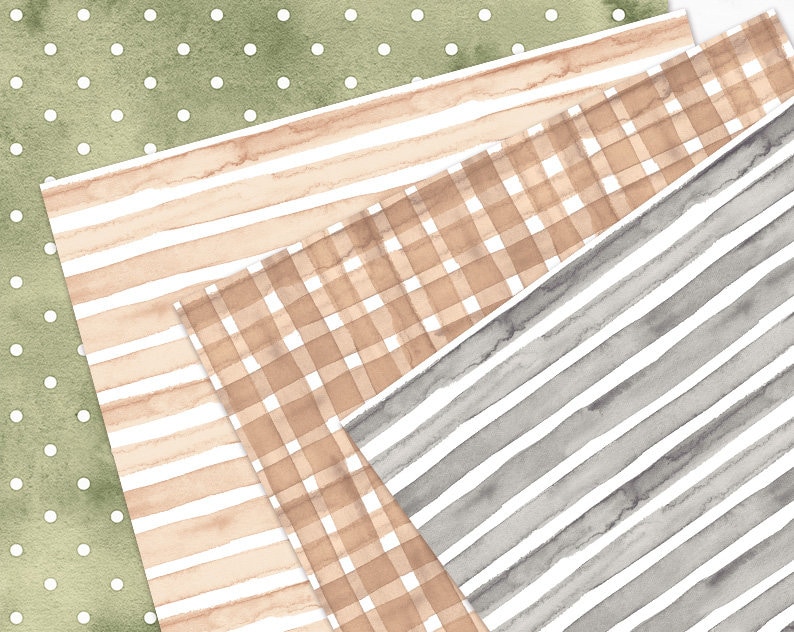 Watercolor Earth Tones Digital Paper Pack Neutral Boho Seamless Pattern ...