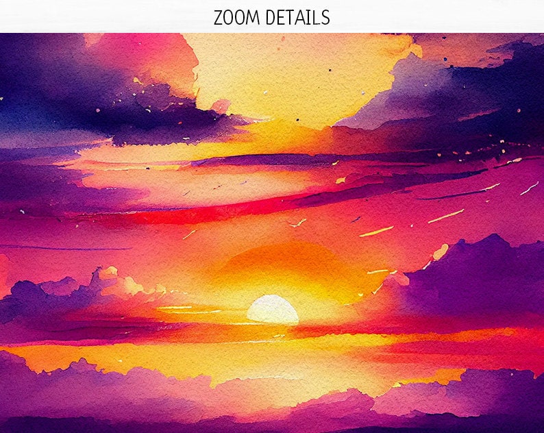 Watercolor Sunset Sky Digital Paper Pack Beach Sunset Printable ...