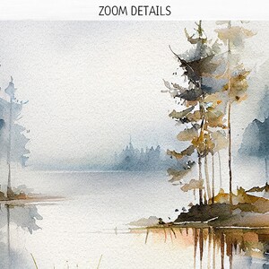 Watercolor Forest Lake Digital Paper Pack Foggy Wood Printable ...