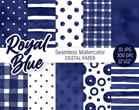 Royal Blue Seamless Pattern Watercolor Polka Dot Digital Paper - Etsy