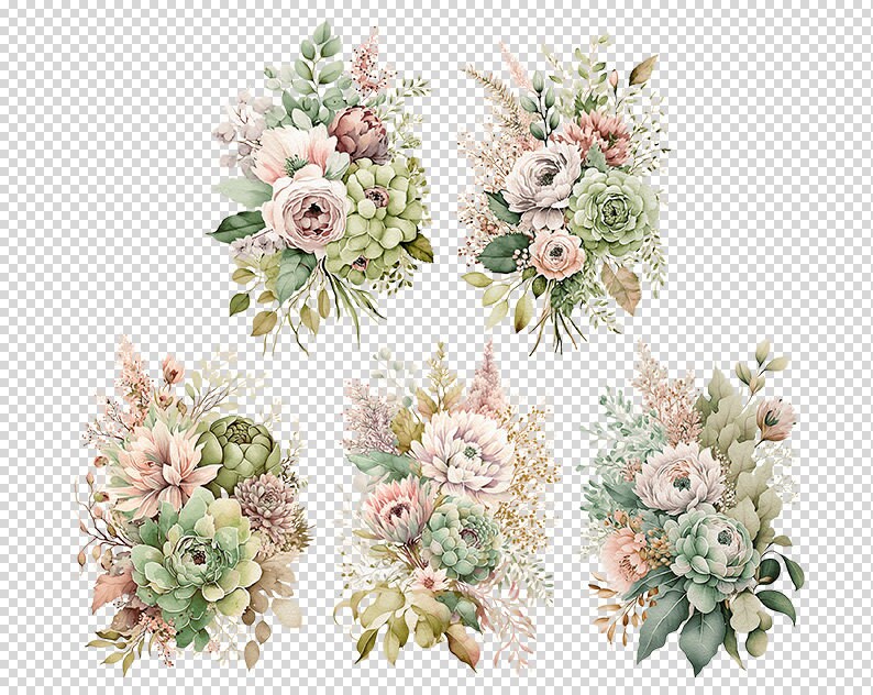 Watercolor Boho Floral Clipart Flower Boho Wedding PNG - Etsy