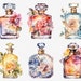 Watercolor Floral Perfume Bottles Clipart Flower Perfume PNG Bundle ...