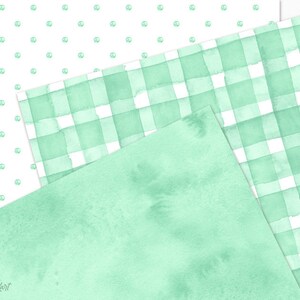 Mint Green Seamless Pattern Watercolor Polka Dot Digital Paper Pack ...