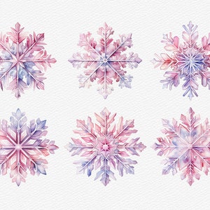 Watercolor Snowflake Clipart Pink Snowflake PNG Watercolor Cozy ...
