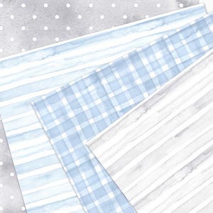 Baby Boy Seamless Pattern Watercolor Digital Paper Pack Dusty Blue ...