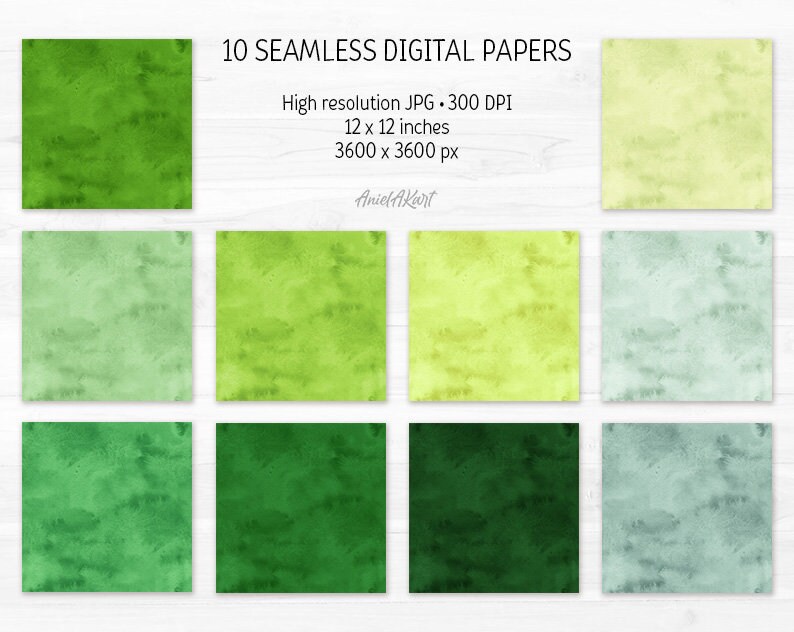 Green Watercolor Background Green Ombre Digital Paper Pack - Etsy