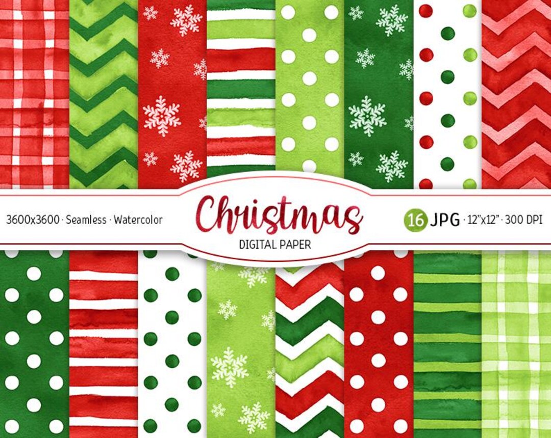 Christmas Digital Paper Pack Watercolor Snowflakes Seamless Pattern ...