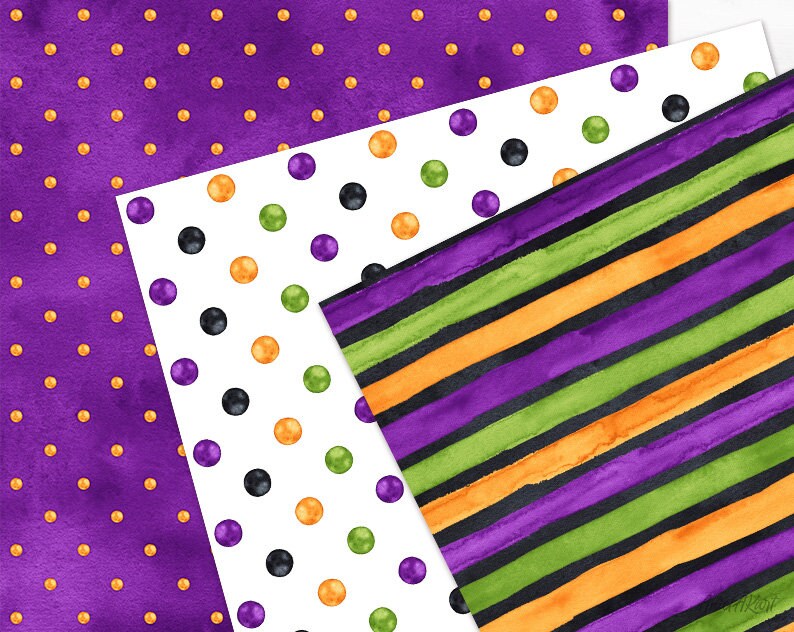 Halloween Digital Paper Pack Watercolor Polka Dot Seamless - Etsy