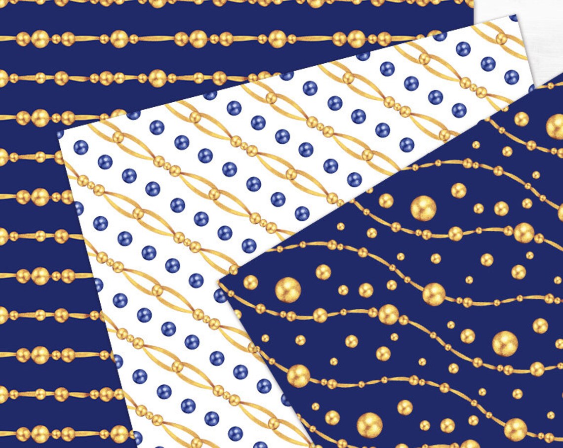 Royal Gold Blue Seamless Pattern Watercolor Polka Dot Digital - Etsy