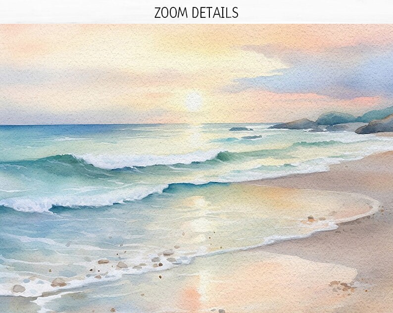 Watercolor Pastel Beach Digital Paper Pack Sunset Seascape Printable ...