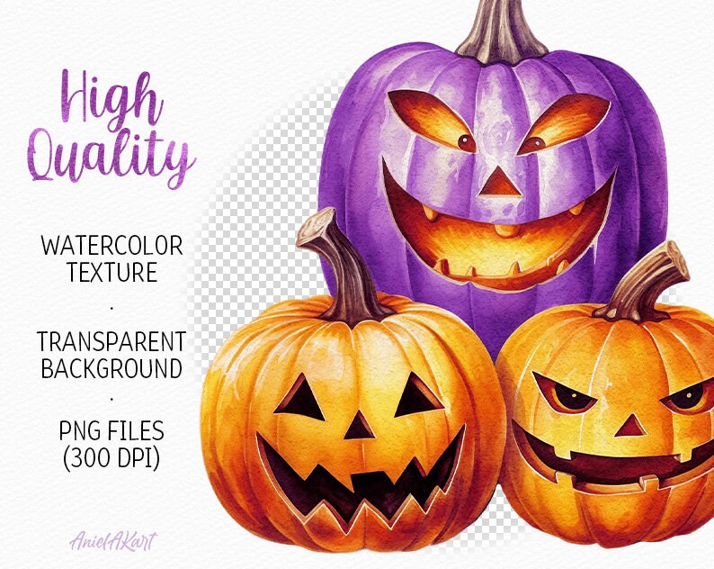 Sweet Halloween Clipart Pack Cute Halloween Watercolor Clipart ...