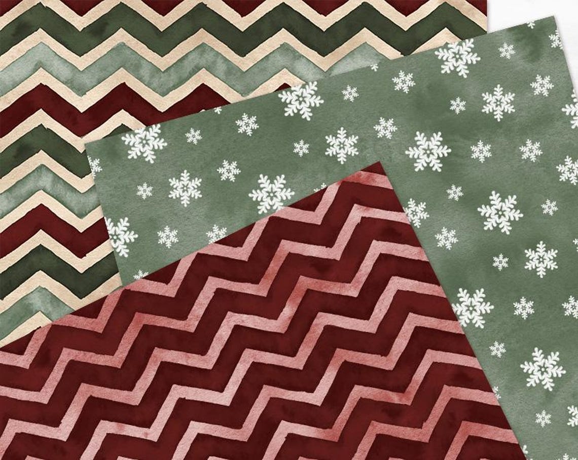 Christmas Digital Paper Pack Watercolor Snowflakes Seamless Pattern ...