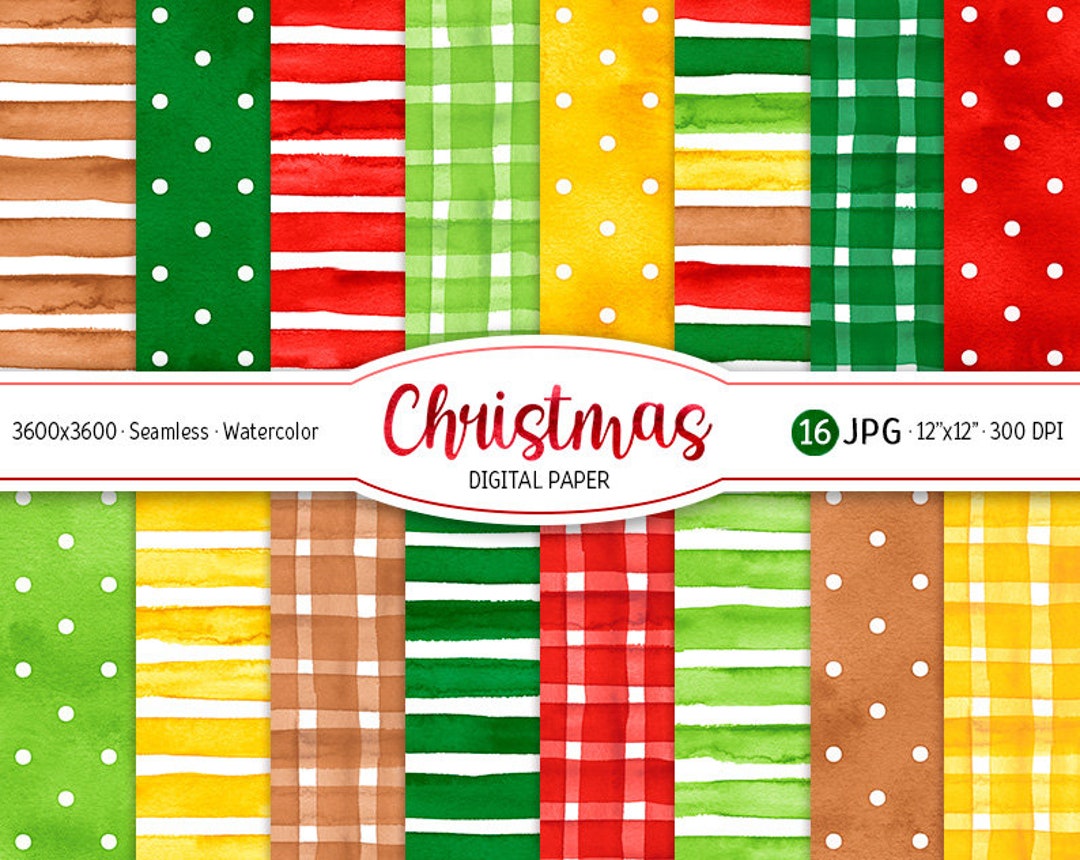 Christmas Digital Paper Pack Watercolor Polka Dot Seamless Pattern ...