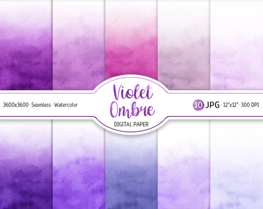 Violet Ombre Watercolor Background Purple Digital Paper Pack Seamless ...