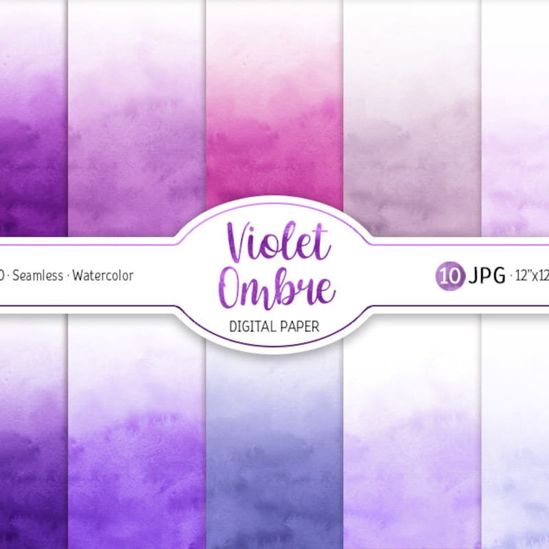 Purple Ombre Watercolor Digital Paper - Etsy