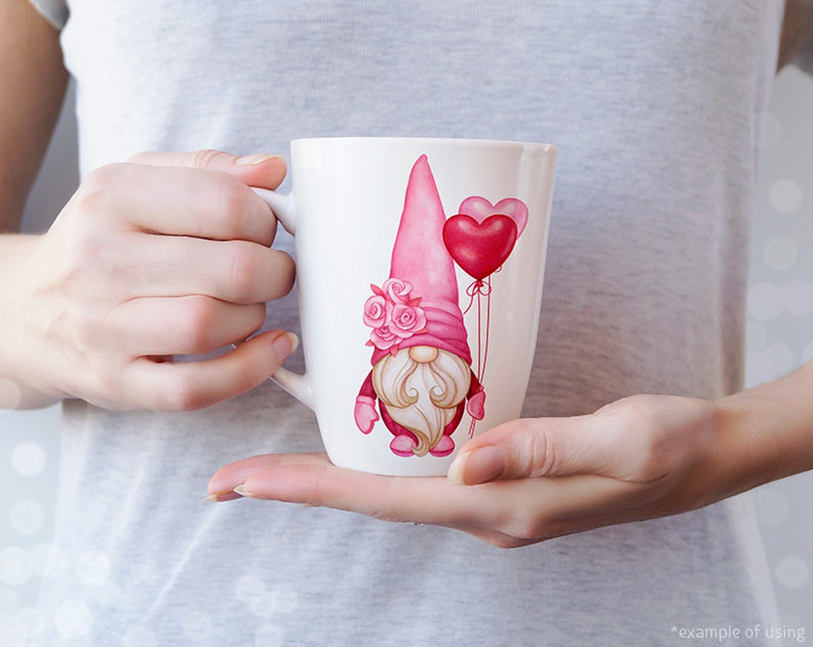 Valentine Gnomes PNG Clipart Watercolor Valentine's Day | Etsy