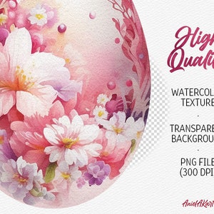 Floral Eggs Watercolor Clipart Easter Egg PNG Bundle Spring Clipart ...