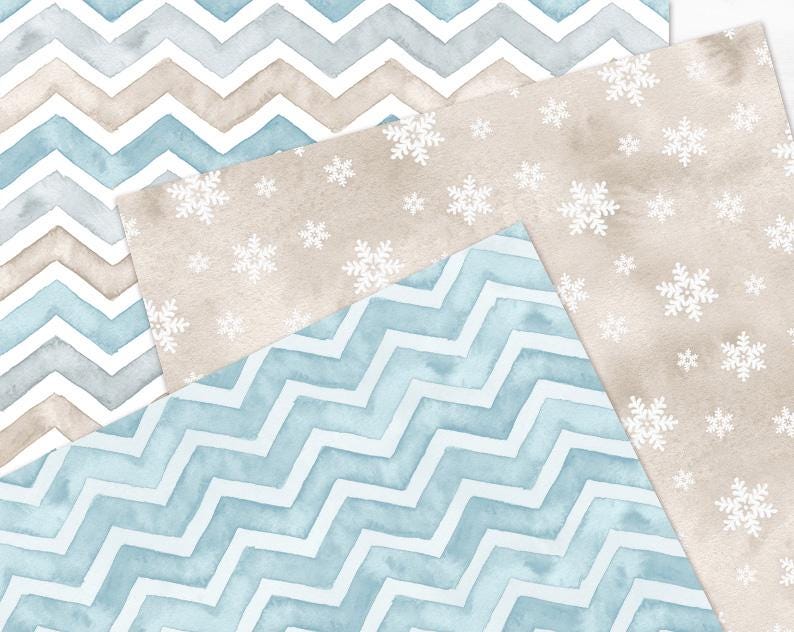Christmas Digital Paper Pack Watercolor Snowflakes Seamless Pattern ...