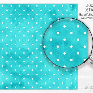 Turquoise Polka Dot Watercolor Background Teal Digital Paper Pack ...