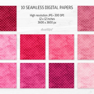 Pink Polka Dot Watercolor Digital Paper Pack Baby Girl Background Blush ...