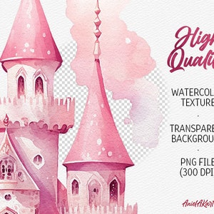 Princess Castle PNG Watercolor Nursery Clipart Baby Girl Clipart ...
