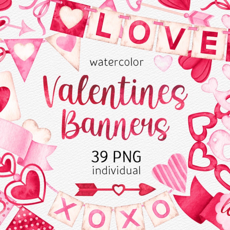 Valentines Day Banner Clipart - Etsy