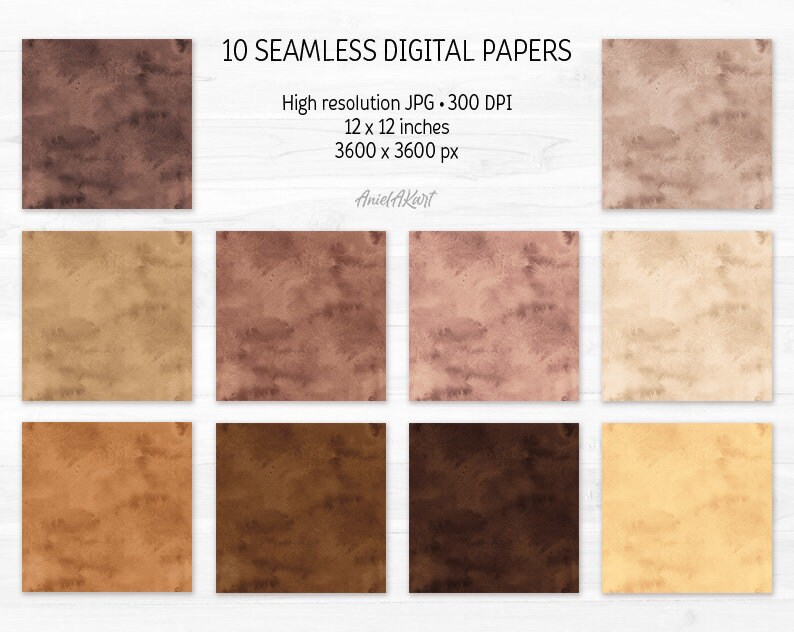 Brown Watercolor Background Brown Ombre Digital Paper Pack Seamless ...