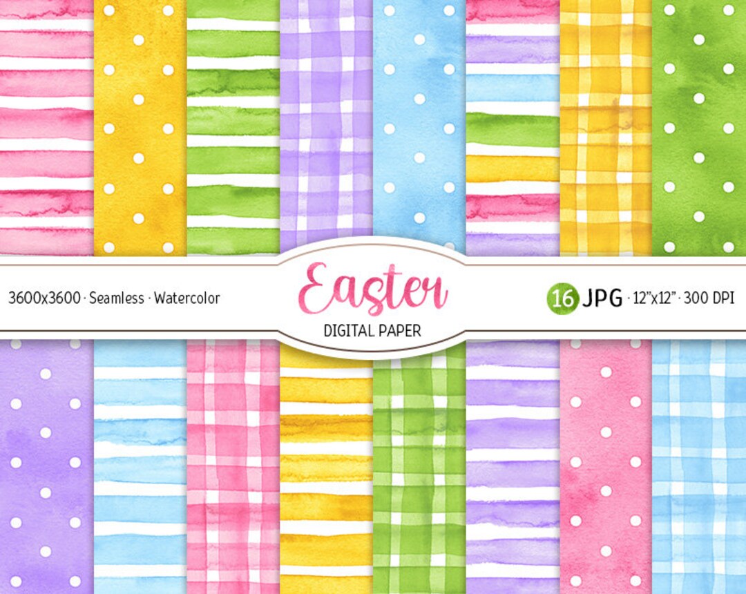 Easter Digital Paper Pack Watercolor Polka Dot Seamless Pattern ...