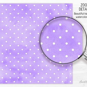 Violet Watercolor Polka Dot Digital Paper Pack Purple Seamless Pattern ...