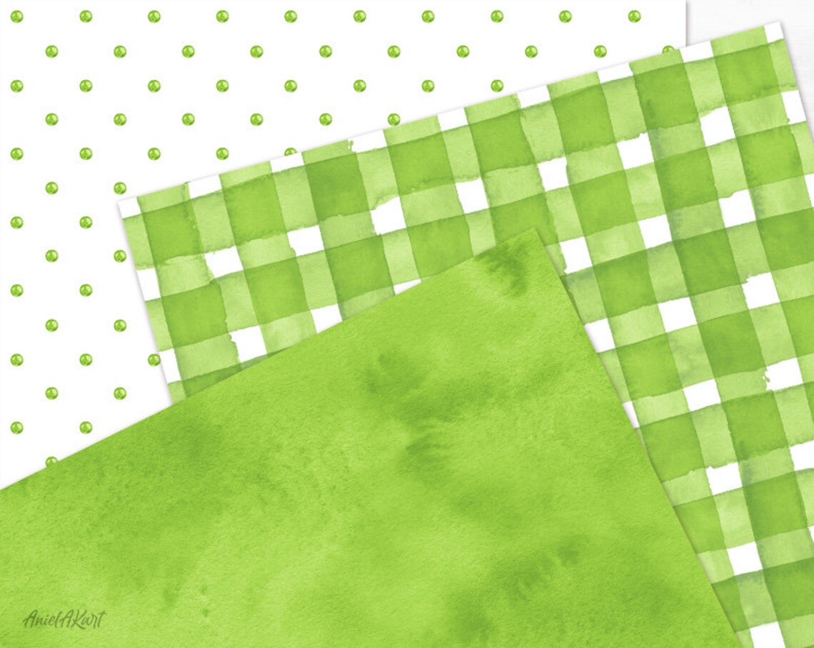 Green Seamless Pattern Watercolor Polka Dot Digital Paper Pack | Etsy